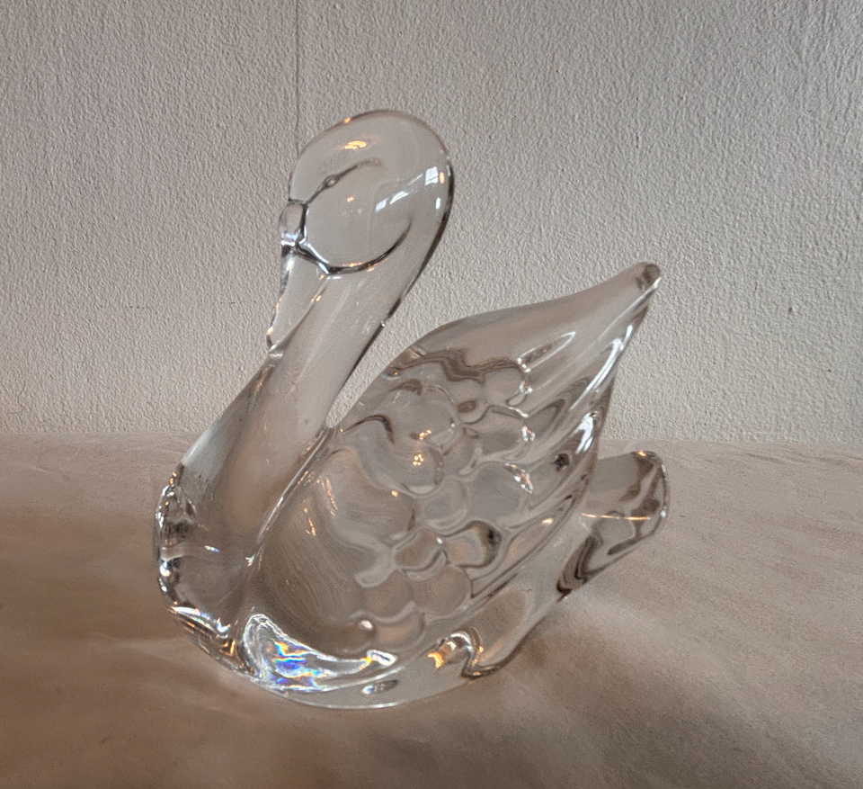 VTG Royal Crystal Rock Led Crystal Swan Figurine Paperweight 3.5" Made ...