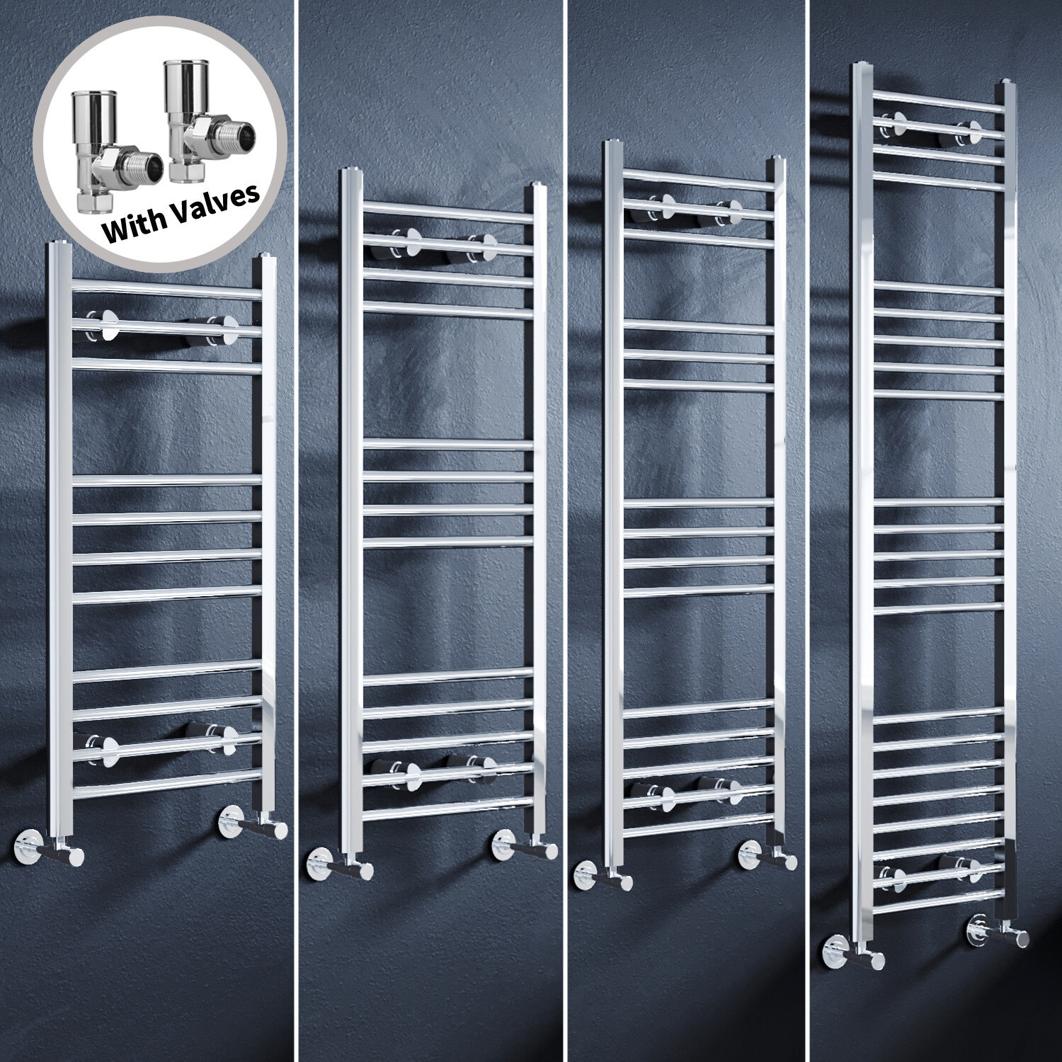 Bathroom Towel Rail Radiator Chrome Straight Ladder Heating Rad With ...