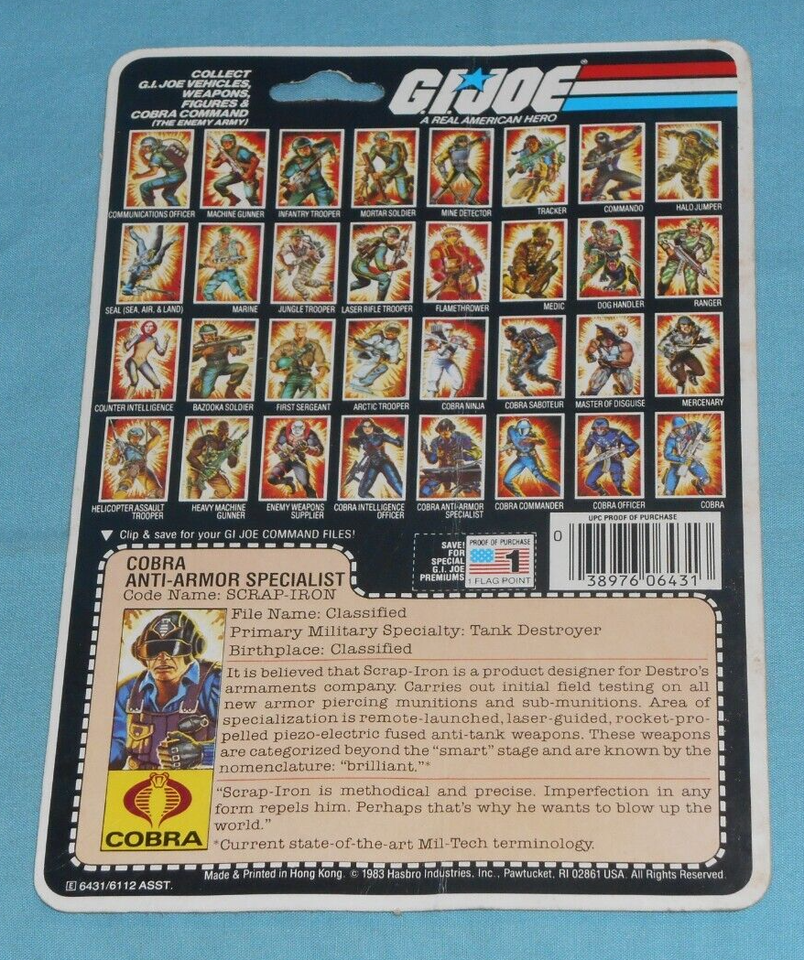 GI G.I. Joe gijoe SCRAP IRON ORIGINAL CARDBACK | eBay
