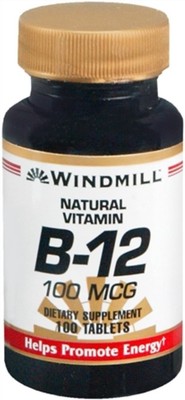 Windmill Natural Vitamin B-12 Dietary Supplement 100mcg Tablets 100 ...
