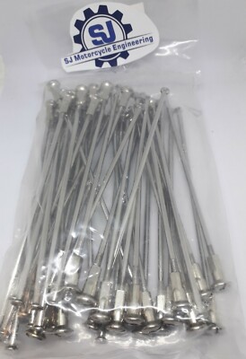 BSA C15 STAINLESS STEEL SPOKE SET FULL WIDTH CAST IRON HUBS WM2 FRONT ...