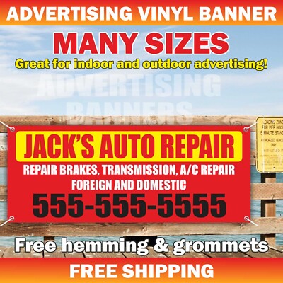 AUTO REPAIR Advertising Banner Vinyl Mesh Sign service mechanic check ...