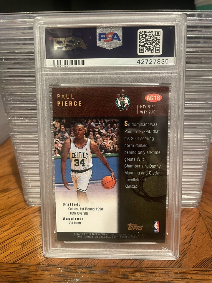 1998-99 Topps Paul Pierce Rookie RC Certified Auto #AG18 PSA 8 Celtics ...