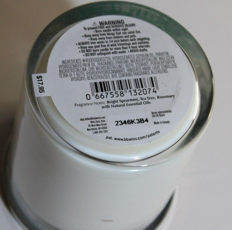 White Barn Nature 8 ounce candle Tea Tree & Fresh Mint slightly used ...