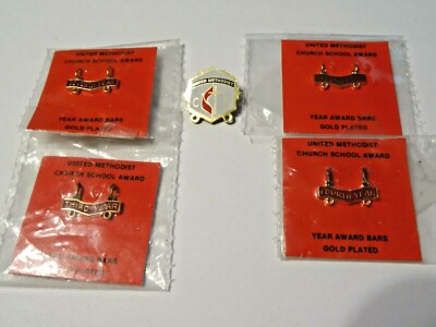 UNITED METHODIST ~ LAPEL PIN WITH 4 GOLD PLATED YEAR BARS 2,3,4,7 | eBay