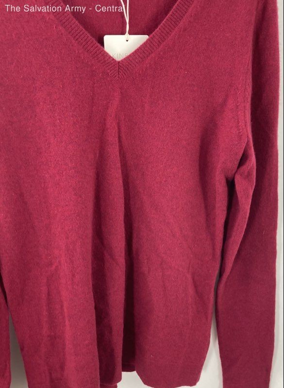 Kinross Womens Red Cashmere V-Neck Long Sleeve Pullover Sweater Size S ...
