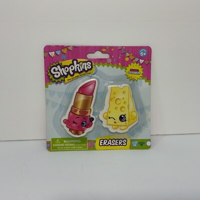 Shopkins Eraser Set of 2 Characters Lippy Lips Lipstick & Chee Zee ...