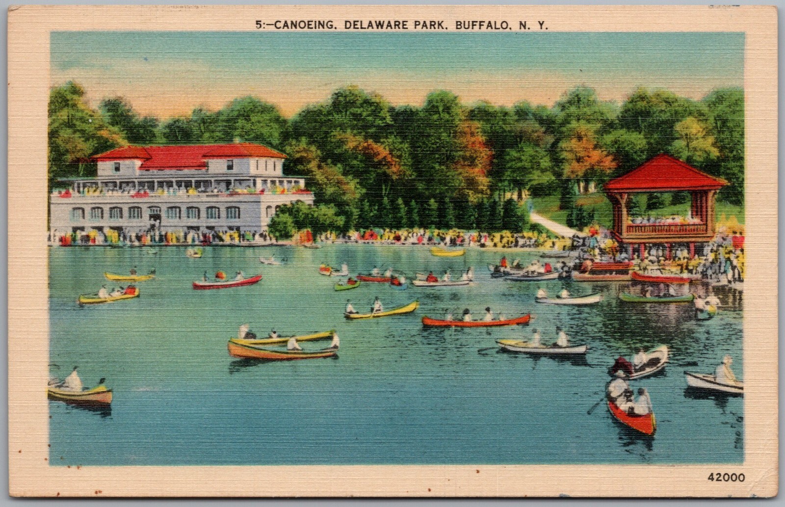 Canoeing Delaware Park Buffalo New York Postcard W421 | eBay