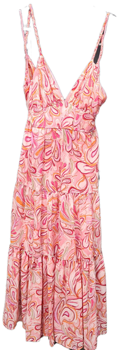 NWT Jessica Simpson Sundress M Tropical Floral Maxi Long Back Tie ...