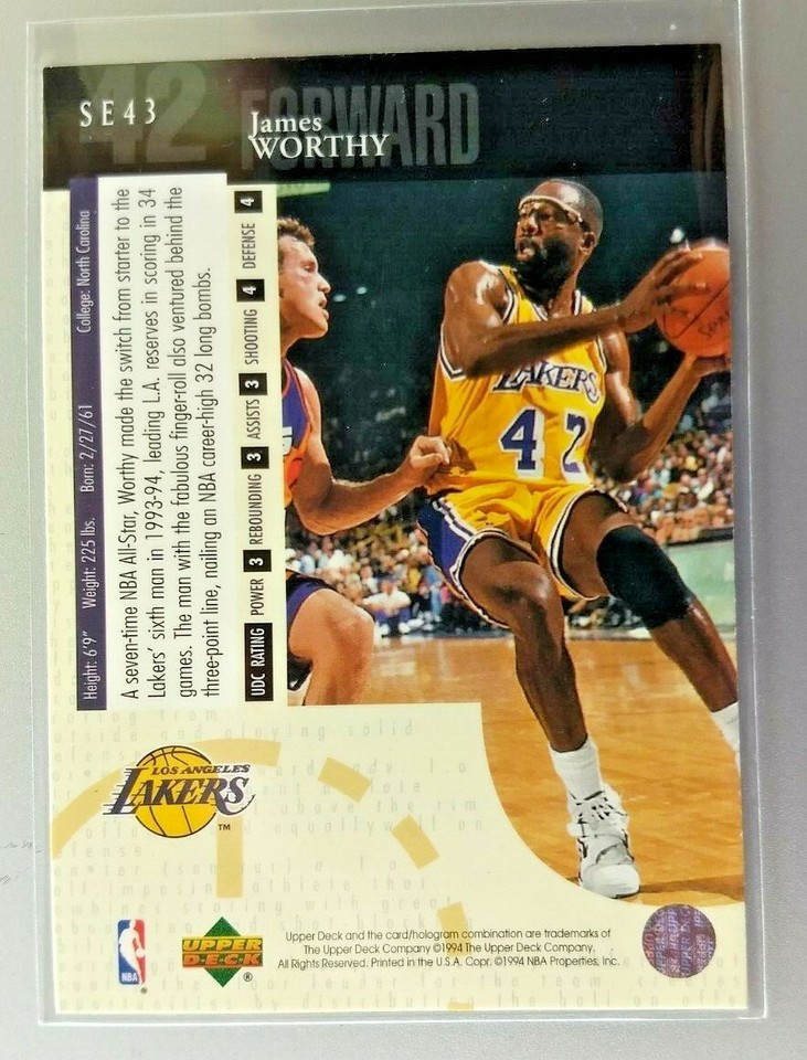 1994-95 UPPER DECK SE JAMES WORTHY CARD#SE43 NORTH CAROLINA LOS ANGELES ...