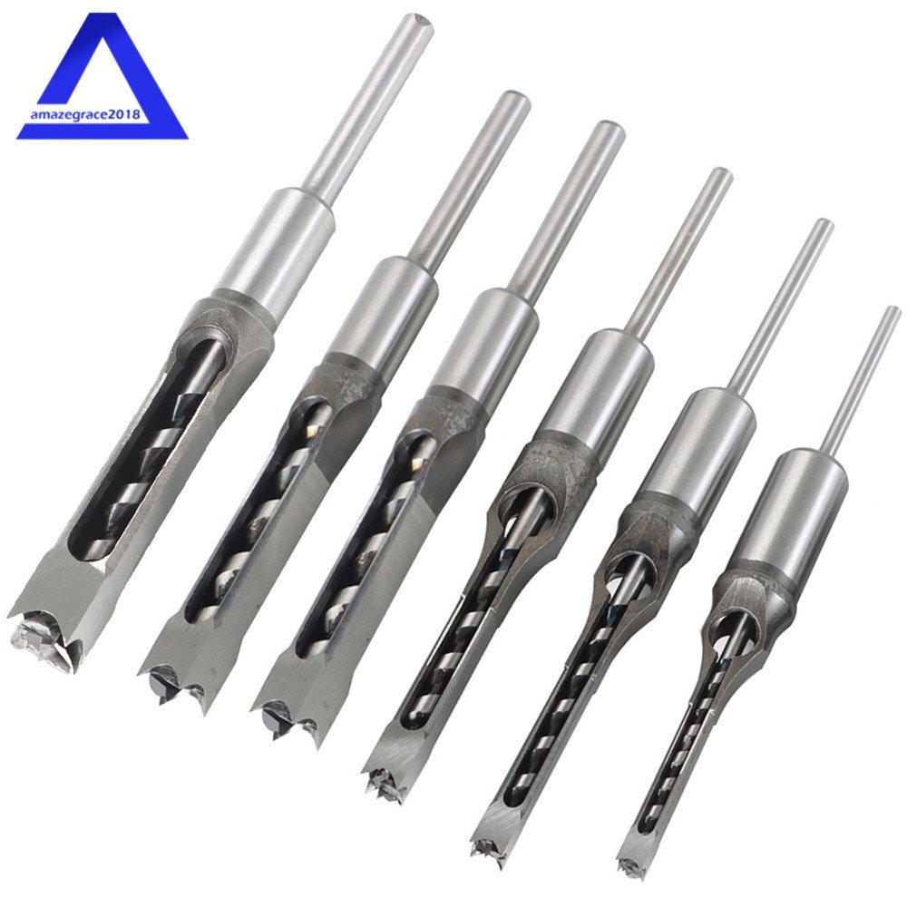 Square Hole Saw Drill Bit Woodworking Tools 6pcs6.4mm 8mm 9.5mm 12.7mm ...