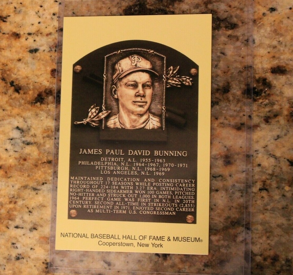 MORGAN BULKELEY DAVID BUNNING COOPERSTOWN HALL OF FAME POSTCARD CARD | eBay