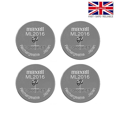 4pcs Maxell ML2016 Rechargeable CR2016 Lithium LMO Coin Cell Battery ...