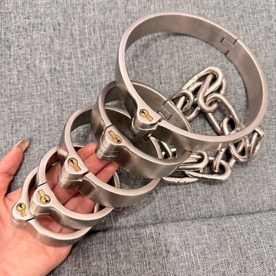 Stainless Steel Bondage Handcuffs Ankle Cuffs Neck Collar Heavy Duty ...