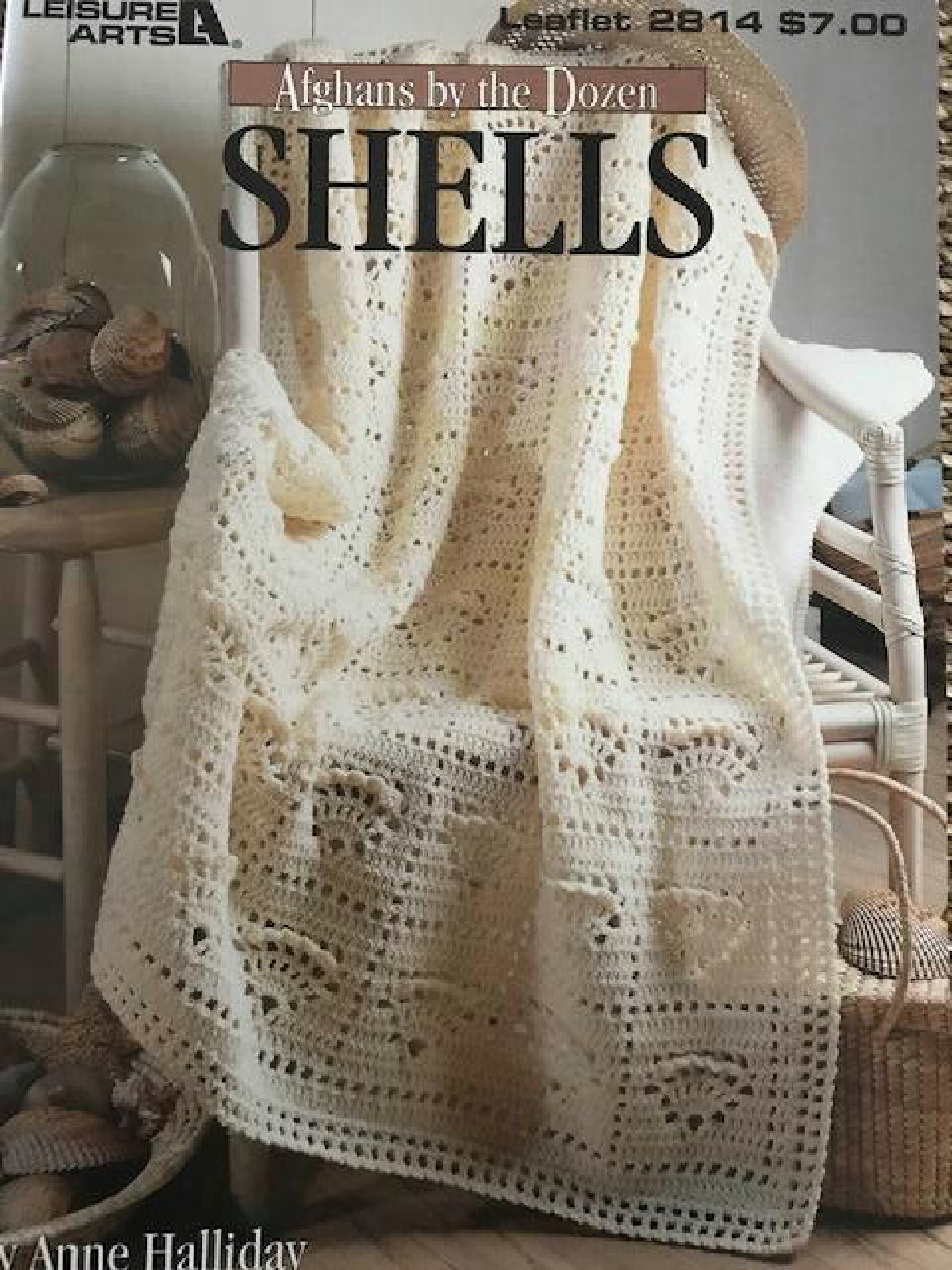 AFGHANS by the DOZEN SHELLS Anne Halliday Leisure Arts Vintage Crochet ...