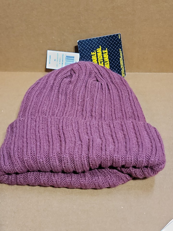 NEW* Maroon CAT Knit Beanie Stocking Cap With Embroidered Patch Unisex ...