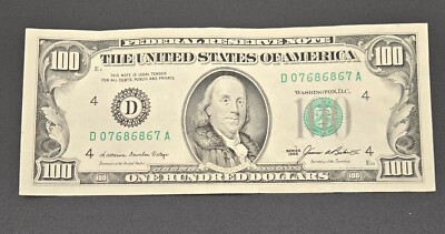 1985 $100 Dollar Bill Fancy serial # True Radar Flipper Broken Ladder ...