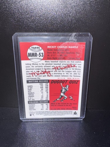 2008 Topps Factory Set Mickey Mantle Chrome 1953 Reprint Blue Refractor ...