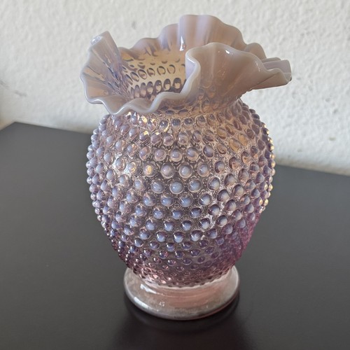 Vtg Fenton Wisteria Opalescent Hobnail Ruffle Edge Vase Sherwin ...
