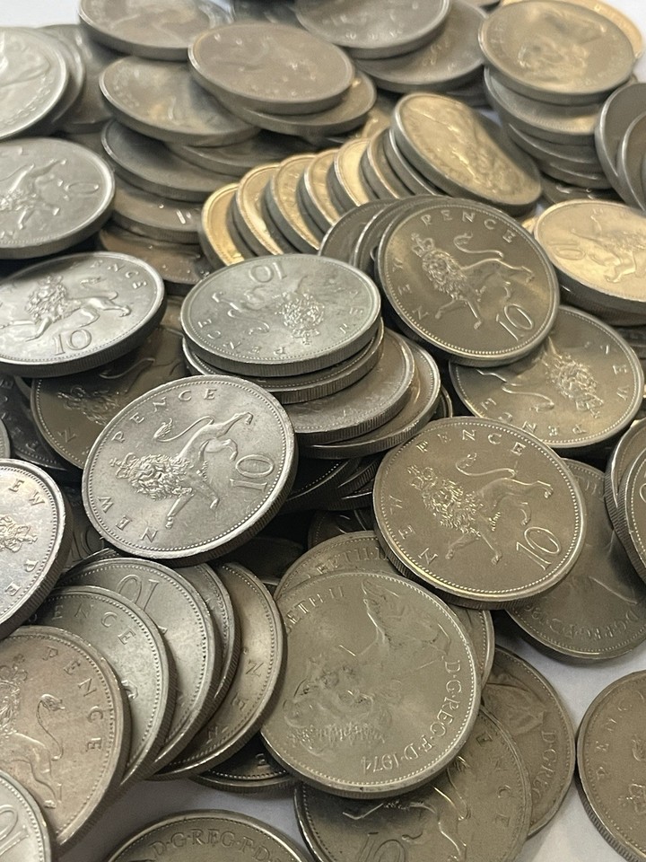 25 x Large Size Old 10p Tenpence Coins Old Fruit Machine Job Lot Bulk ...