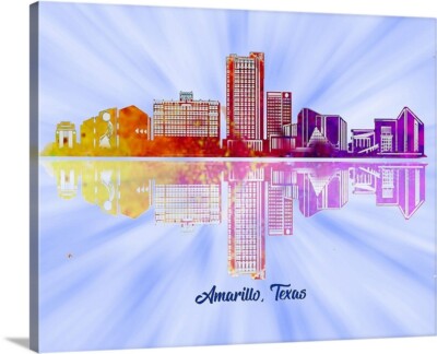 Amarillo Texas Skyline Cityscape Art Giclee Print Poster Or Canvas Wrap ...