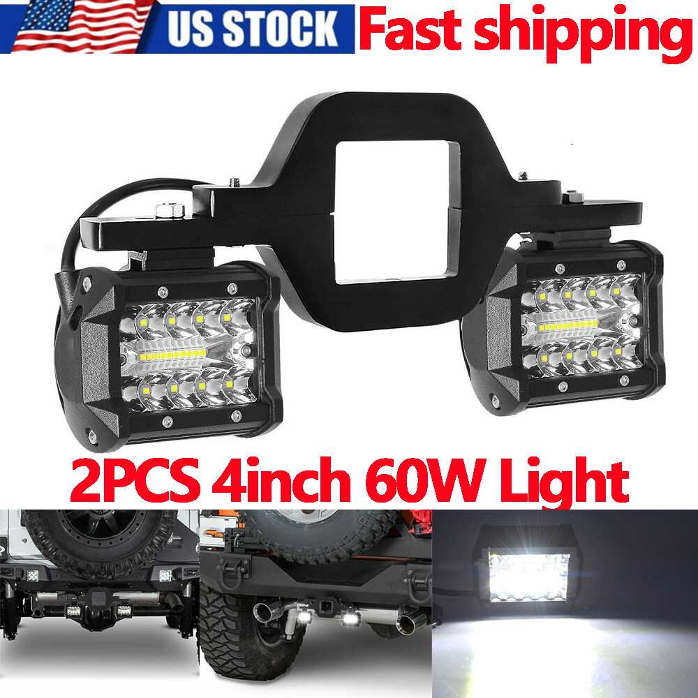 Tow Hitch Mounting Bracket 4" COMBO LED Work Light Pods Backup Reverse ...
