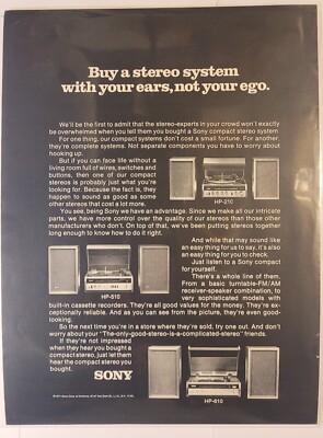 Vintage 1971 Magazine Ad For SONY Turntable Record Players (HP-210, HP ...
