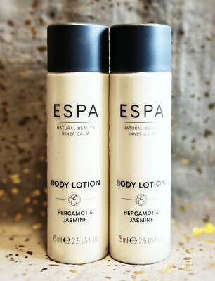 2x~ESPA~Body Lotion~Bergamot & Jasmine~75ml / 2.5 fl oz each~Travel ...