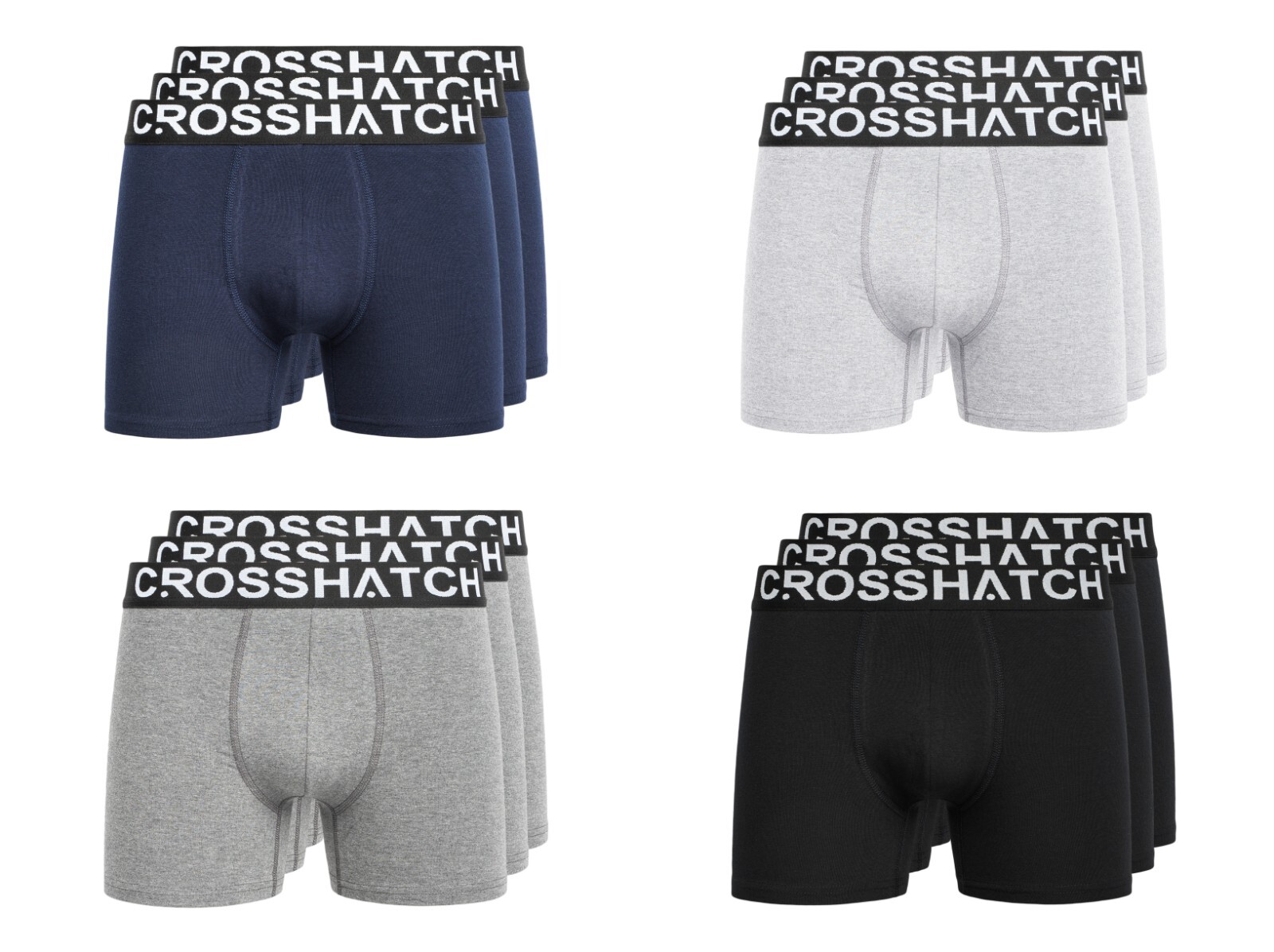 Mens 3 Pack Crosshatch Boxer Shorts Underwear Trunks Multipack Designer ...