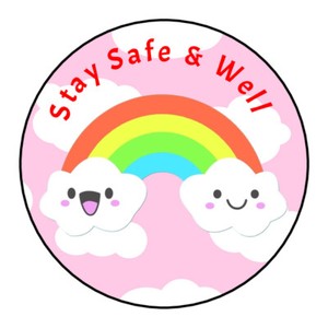 Thank You Stay Safe Be Safe Stickers Labels Rainbow Sweet Cones Gifts ...
