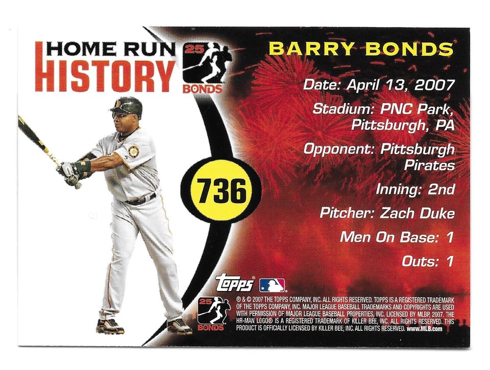 2007 Topps Barry Bonds Home Run History #736 | eBay