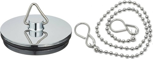 Replacement Chrome Plug 38mm + 12" Chain Sink Basin Bath Stopper Rubber ...