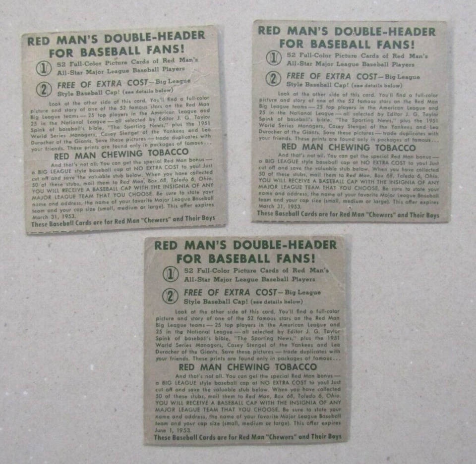 1952 Red Man Baseball Card Lot (filler condition) | eBay