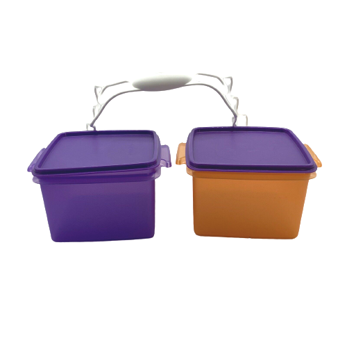 Tupperware QUARTET Square-A-Way 2 Deep Containers w/ CARIOLIER 7-cup ...