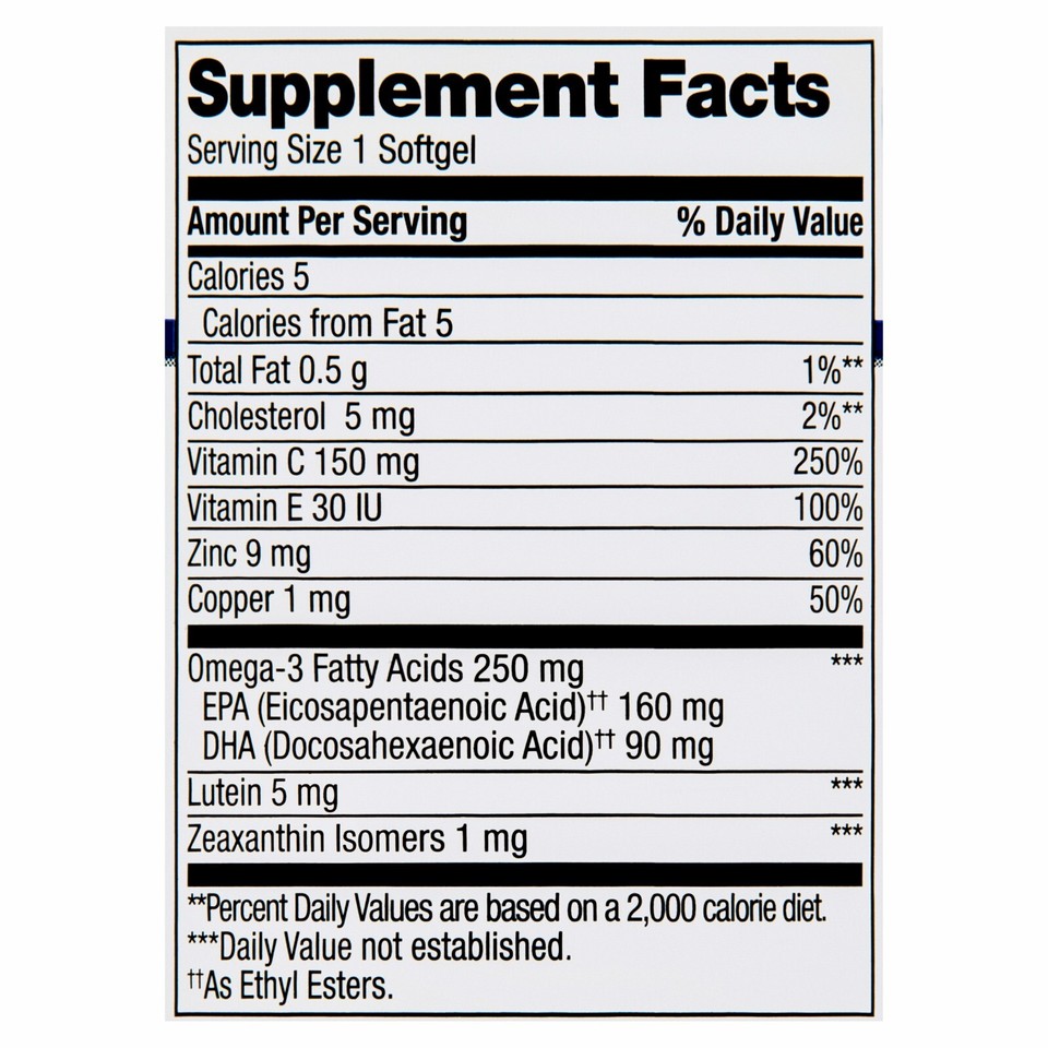 Equate Vision Formula 50+ With Omega 3, Lutein & Zeaxanthin 50 Softgels ...