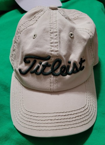 Titlest Golf Hat Cap Adjustable Strap Khaki With Green Embroidered ...