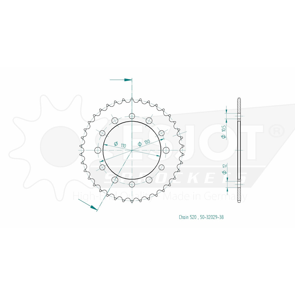 Sprocket Rear 520-38T Steel for YAMAHA YZF-R3 2015 2016 2017 2018 2019 ...