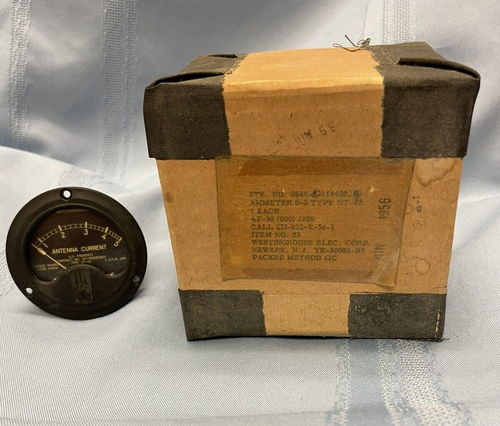 Sealed Box Westinghouse Ammeter 0-5 R.F. Antenna Current Ham Radio ...