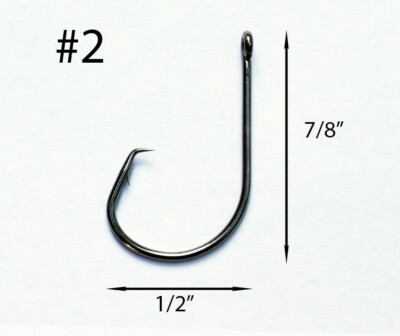 PACK OF 50 Size #2 TACKLEWORKS Circle Non Offset Inline Fishing Hooks ...