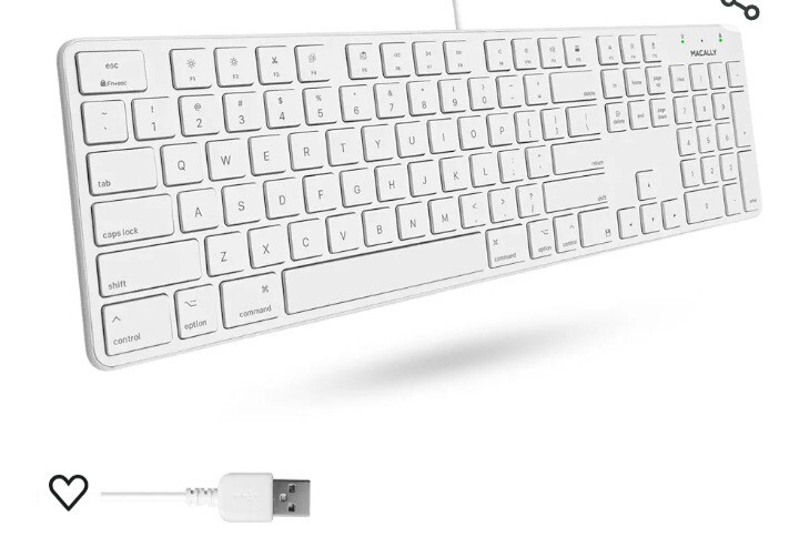 Macally Slim USB Wired Keyboard For Mac and Windows PC- Full Size 104 ...