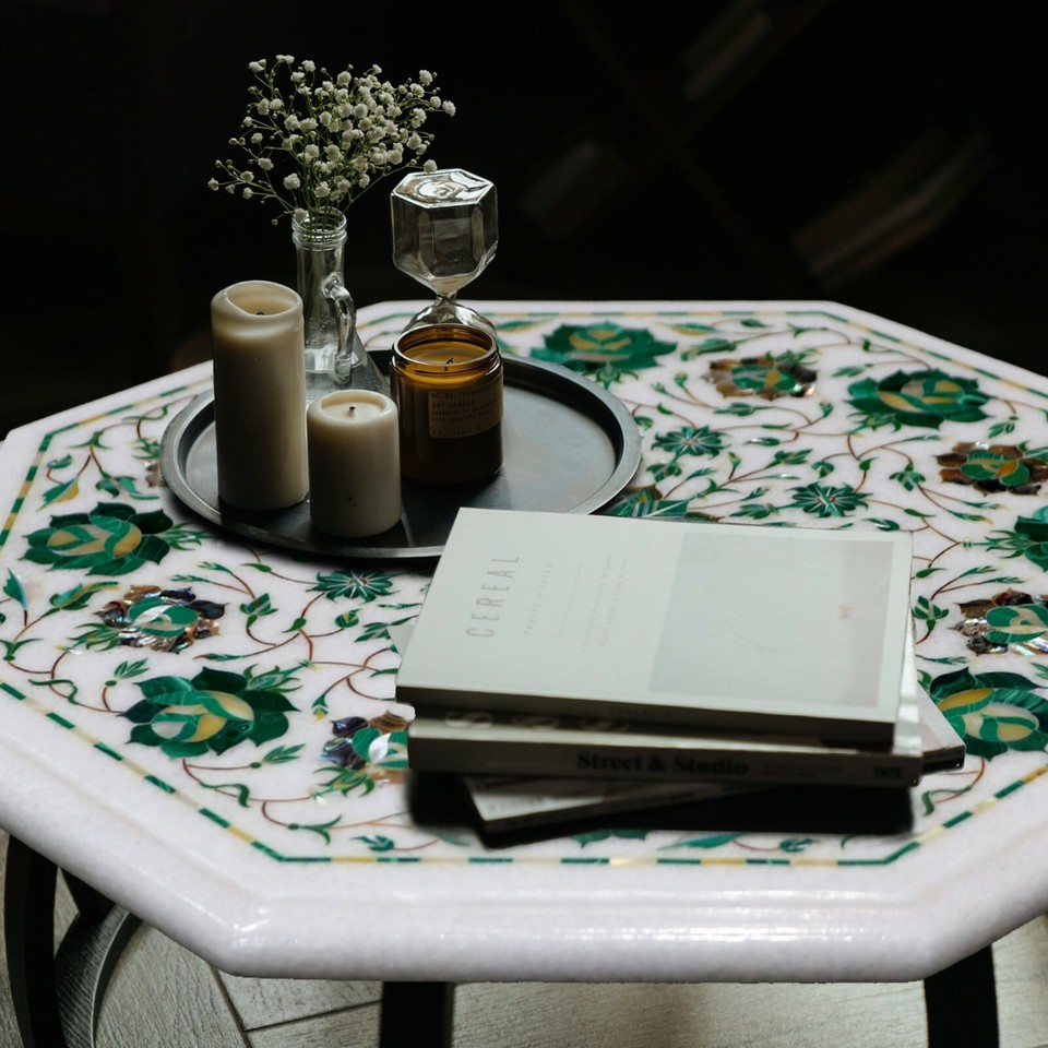 15" corner Marble Table Top Precious stone Inlay handmade Work Home ...