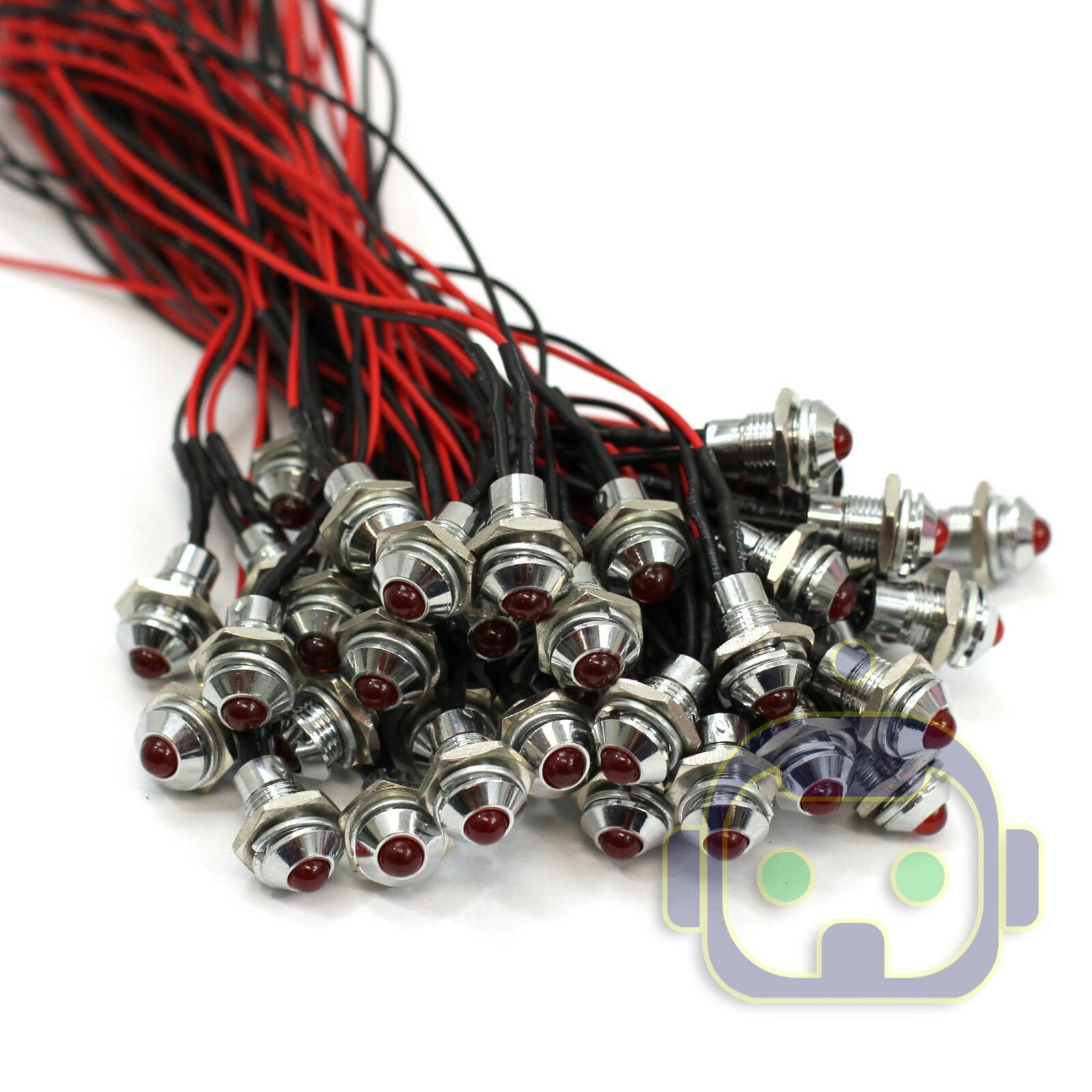 2~10 PCS 8mm Wired LED Diode Metal Case PANEL INDICATOR WARNING LIGHT ...