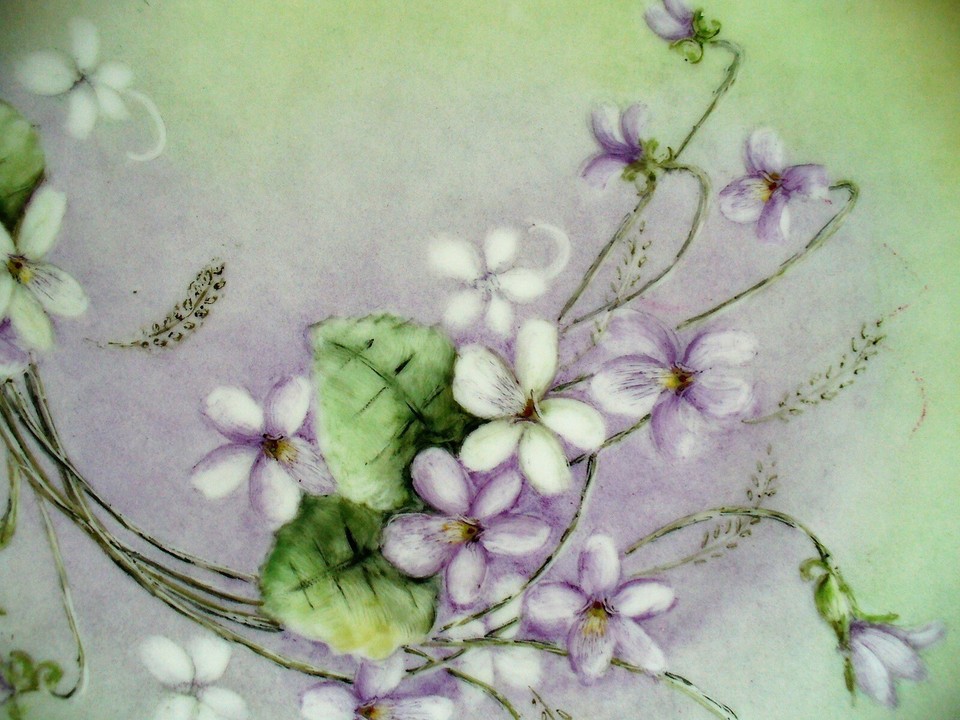 Vintage~VIOLETS~Signed~HAND PAINTED~Porcelain~7.5"~#1~PLATE~Germany ...