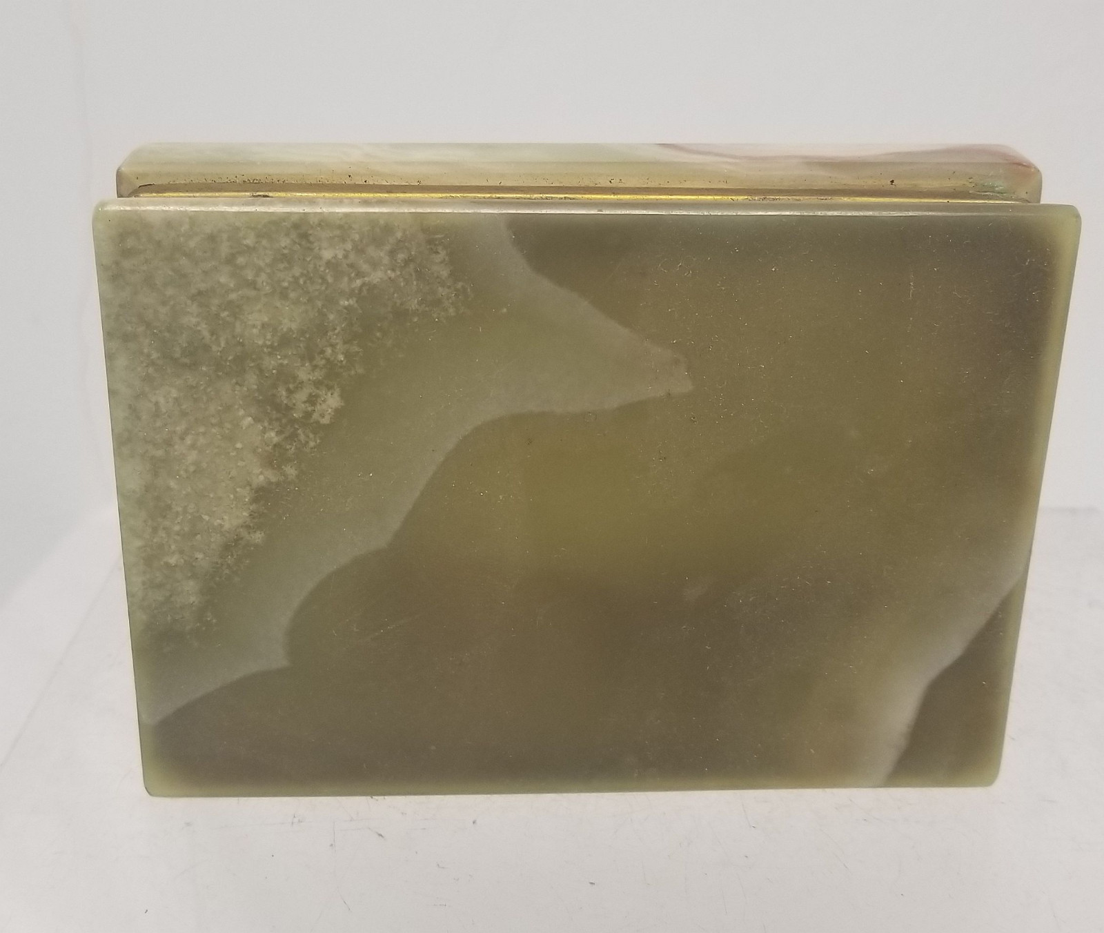 Antique Vintage Onyx Cigarette Box Brass Mounted Italian Label | eBay