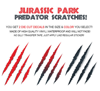 2 Predator Scratch marks Decals Ranger Raptor Wildtrack Jurassic Park ...