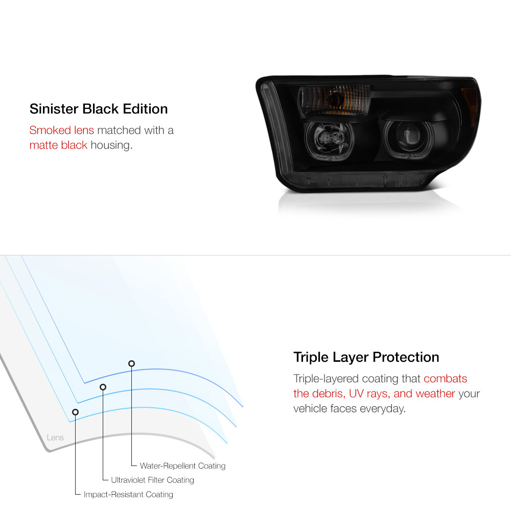 For 07-13 Toyota Tundra [TRD STYLE] Angel Eye LED DRL Headlights ...