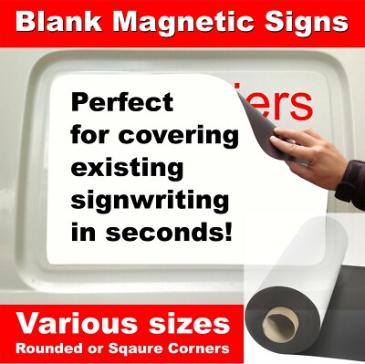 Blank White Magnetic Magnet Signs Sheet Van Cars Cut to Size Rounded ...