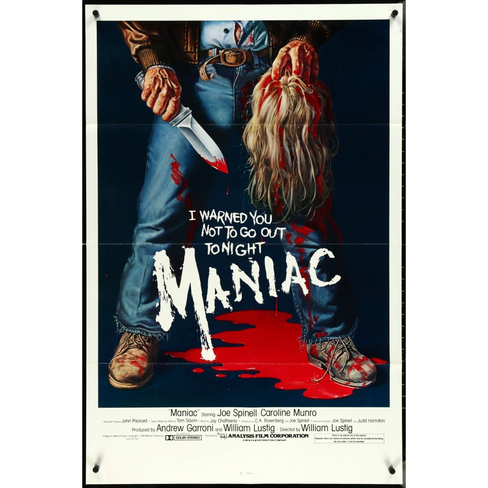 MANIAC 1980 Original Theatrical Folded Movie Poster 27" x 41" | eBay