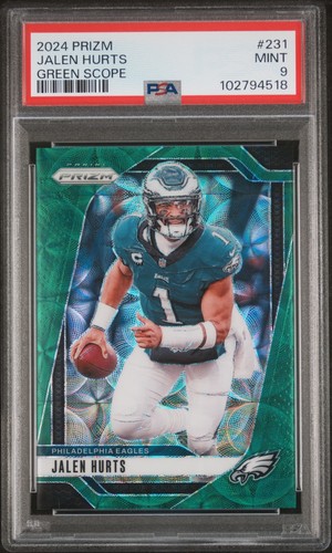 2024 Panini Prizm #231 Jalen Hurts Green Scope Team Color Match /75 PSA ...