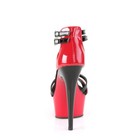 PLEASER DELIGHT-663 6" Heel Red Black Two Tone T-Strap Platform Sandal ...